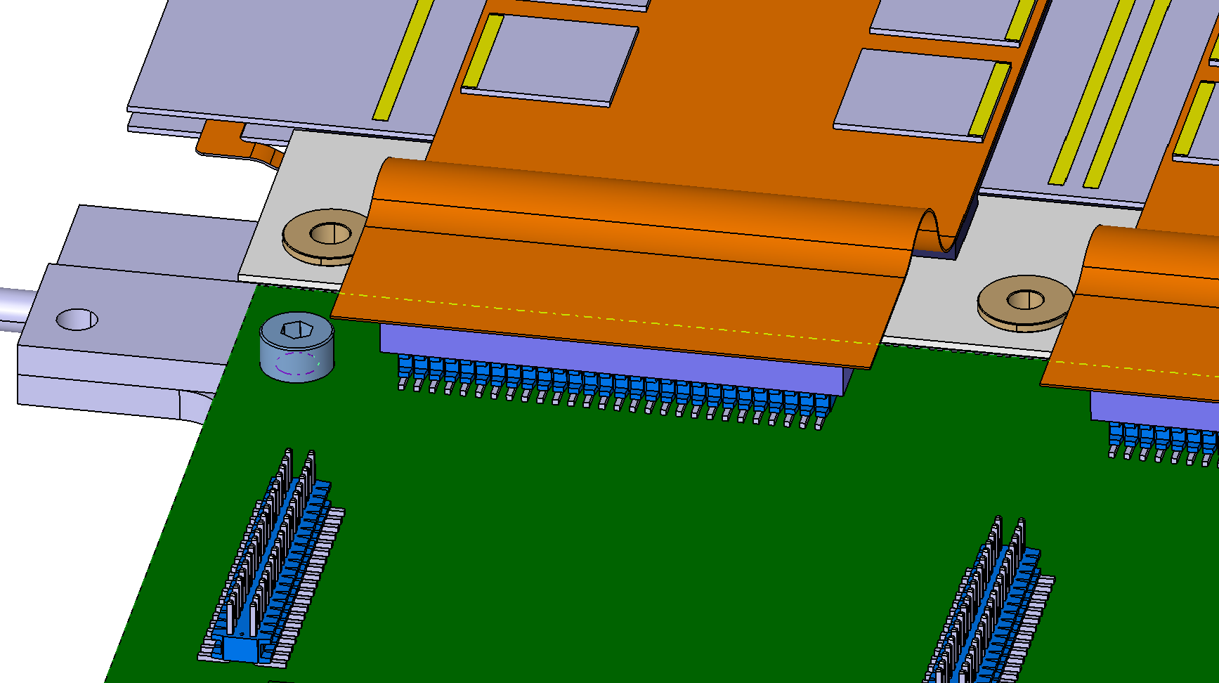 CAD views of the super-module with connection to electrical interfaces